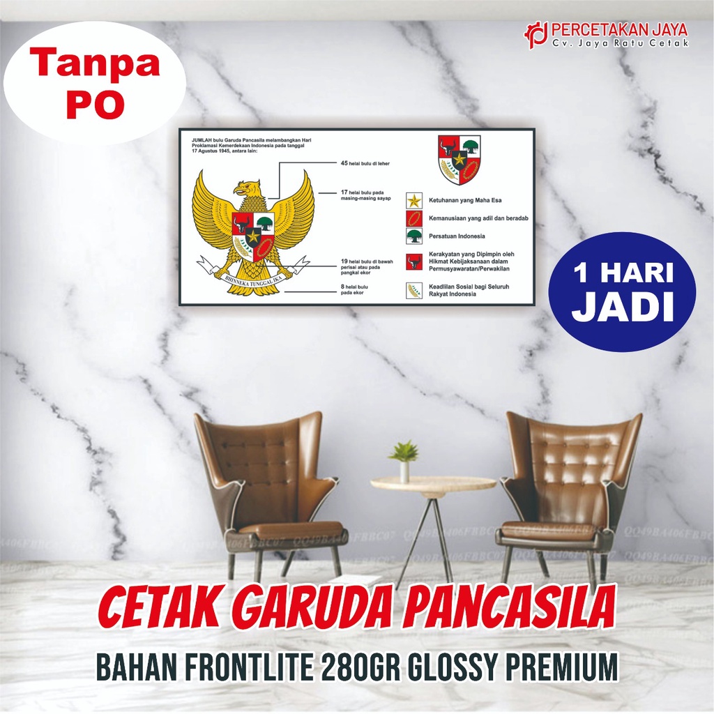 Jual CETAK GARUDA PANCASILA UKURAN 100X50 CM BAHAN BANNER FL 280 GR ...