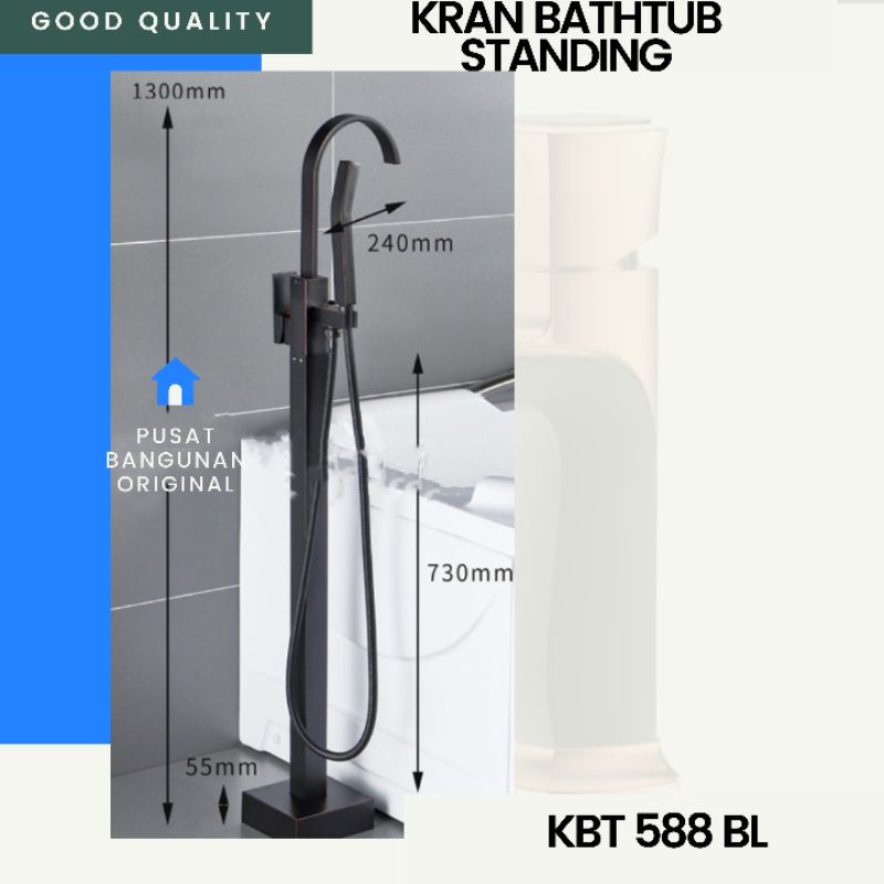 Jual KRAN BATHTUB STANDING KOTAK MINIMALIS SALURAN LANTAI BLACK HITAM ...