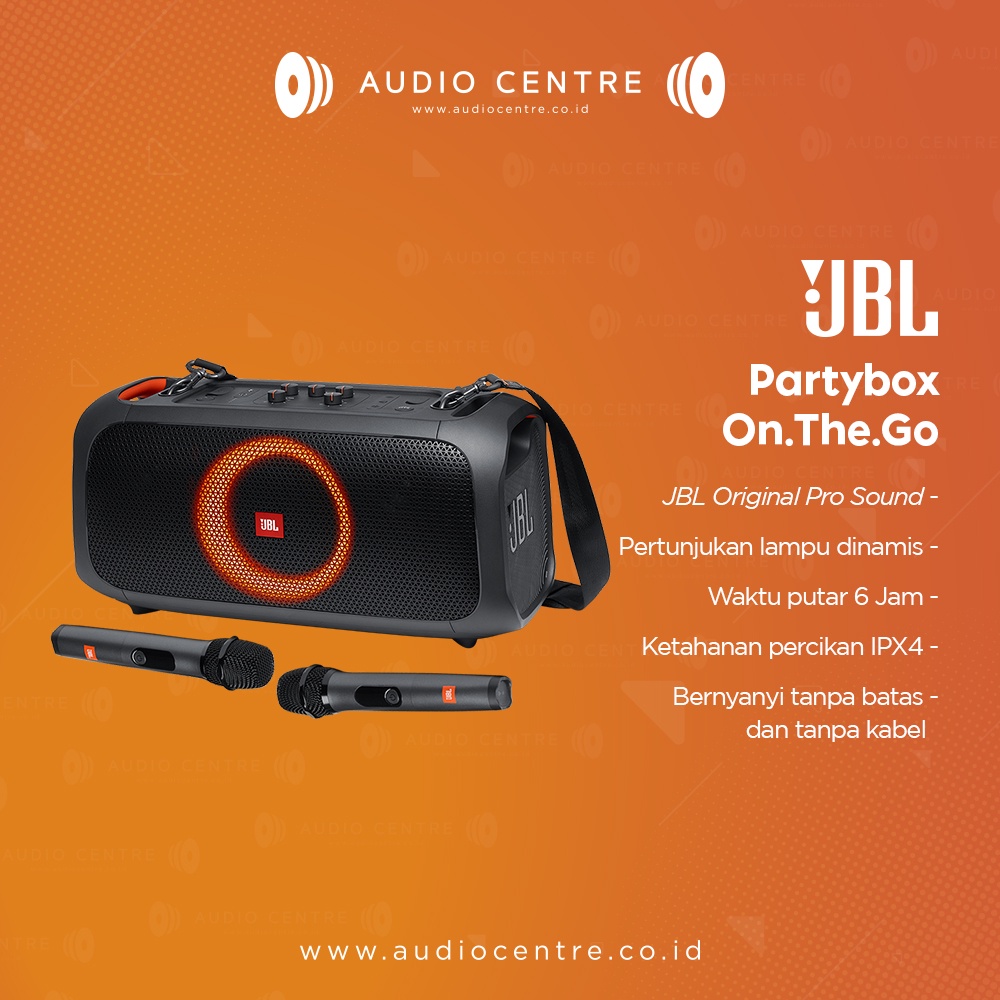 Jual JBL PartyBox On The Go Portable Party Speaker with Wireless Microphone | Shopee Indonesia