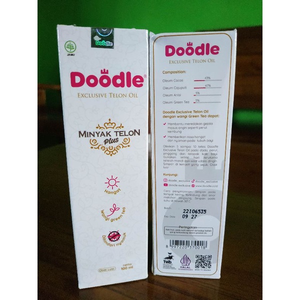 Jual DOODLE Minyak Telon aroma GREENTEA 100 ml | Shopee Indonesia