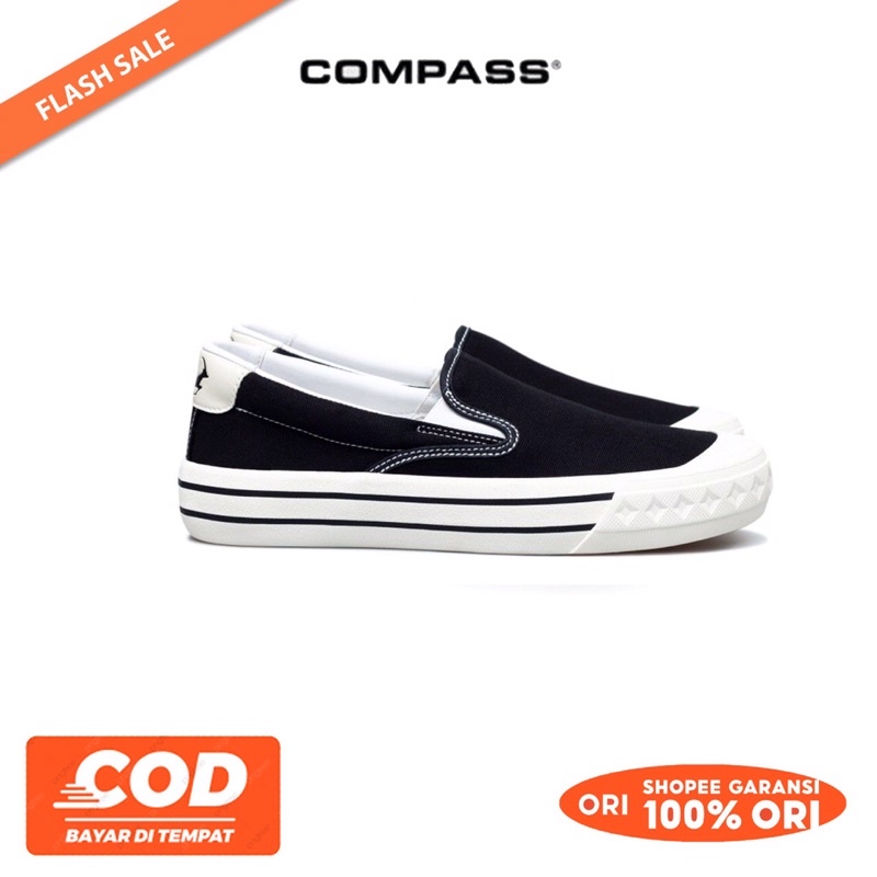 Jual [ORIGINAL] Sepatu Compass Retrograde Slip On Blackwhite | Shopee ...