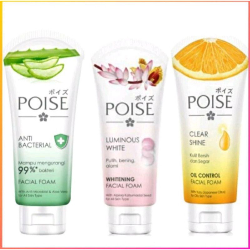 Jual POISE Facial Foam Whitening / Anti Bacterial Tube 100 ml | Shopee Indonesia