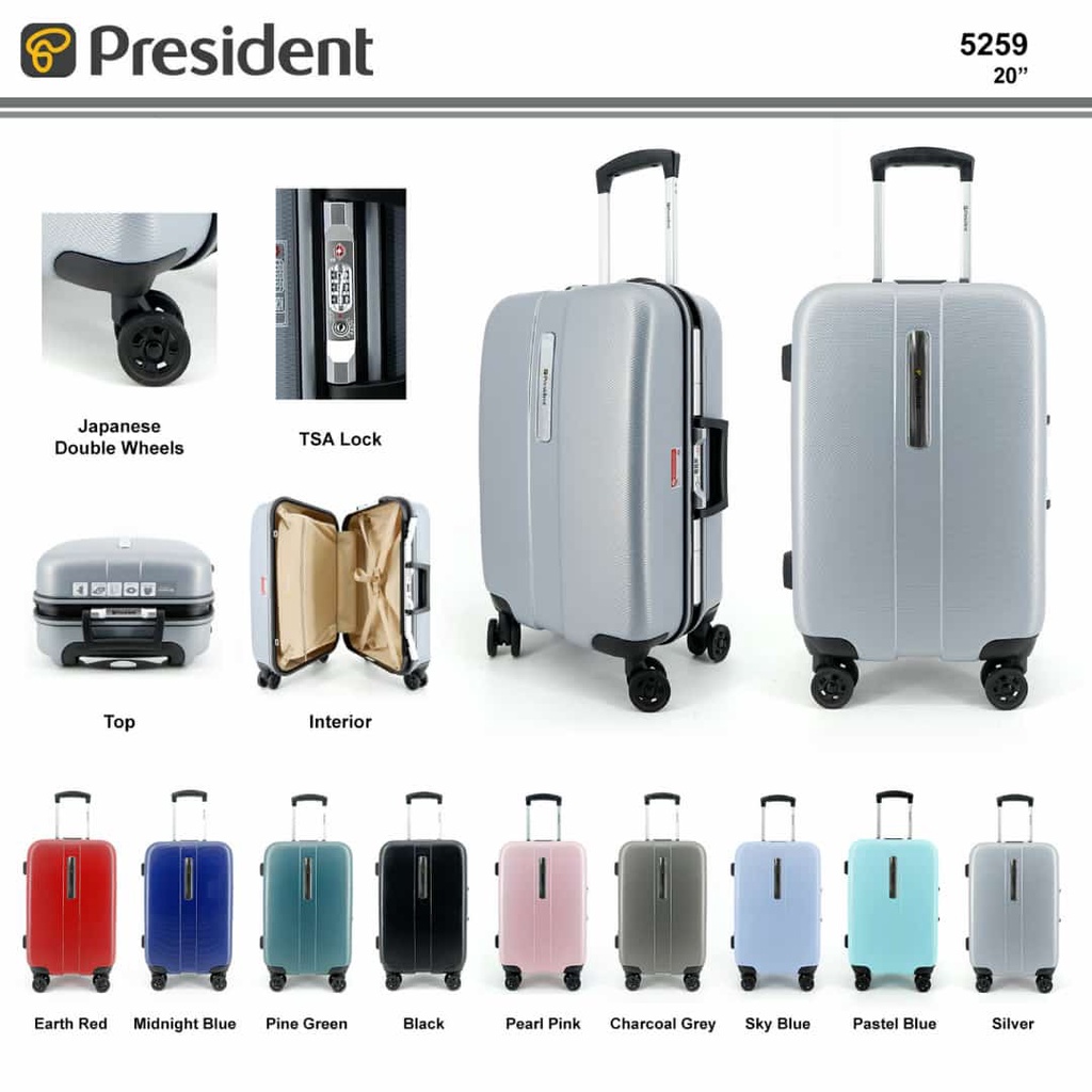 Jual PRESIDENT 5259A#20 KOPER HARD CASE 20" FRAME TSA - KOPER + COVER ...
