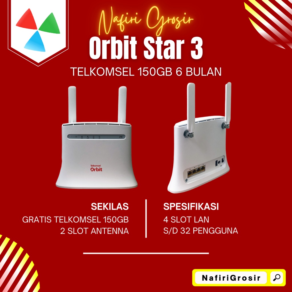 Jual MODEM ORBIT STAR 3 + 2 ANTENA FREE TELKOMSEL 150GB 6 BULAN ...