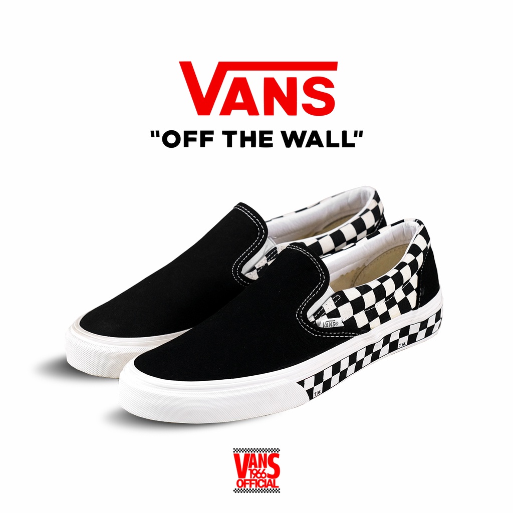 Jual Vans Slip On Sidewall Chekerboard Black / White / Sepatu Vans ...