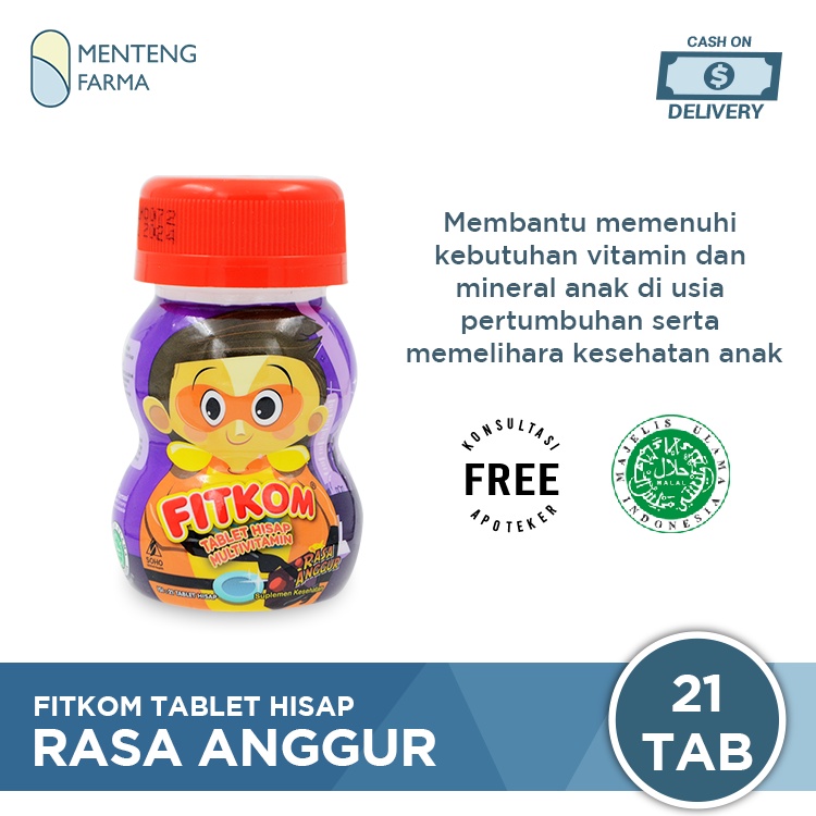Jual Fitkom Rasa Anggur 21 Tablet - Multivitamin Tablet Hisap Anak ...