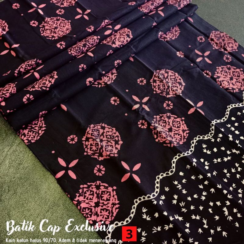 Jual Kain Batik Cap Hitam Peach Batik Cap Hitam Peach Bahan Batik Cap ...
