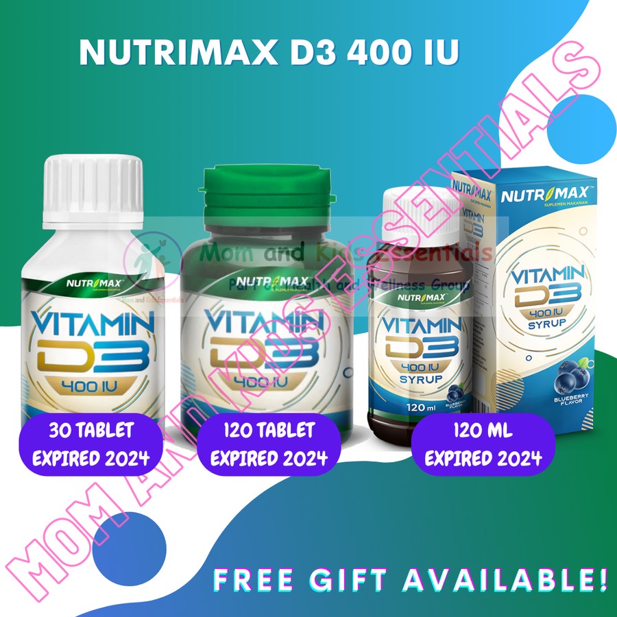 Jual NUTRIMAX D3 400 IU COLLECTIONS 30 TABLET 120 TABLET 120 ML VIT D3 ...