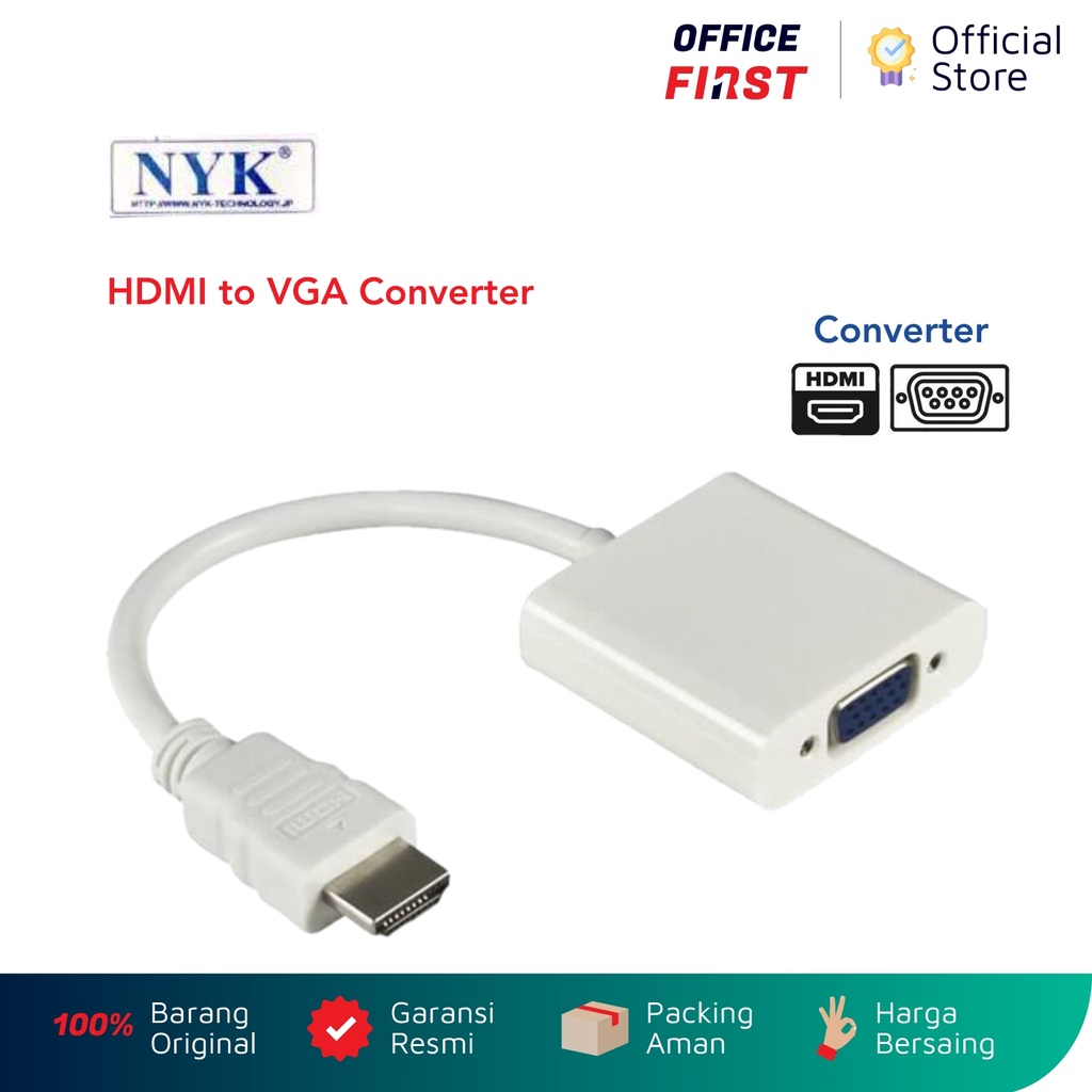 Jual NYK HDMI to VGA Converter Konverter Cable Kabel | Shopee Indonesia