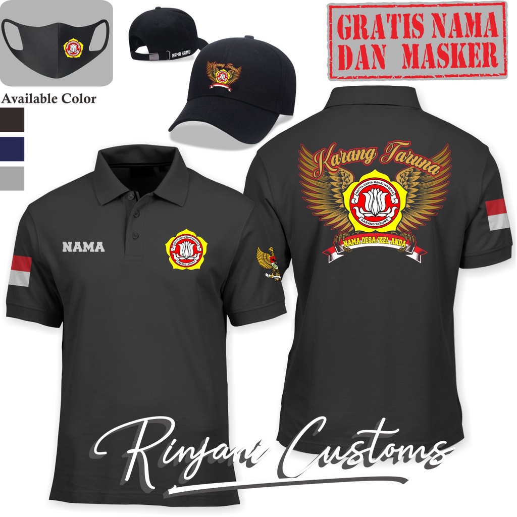 Jual KAOS KERAH KARANG TARUNA GRATIS NAMA, NAMA DESA/KEL KAMU DAN GRATIS MASKER - KAOS POLO ...
