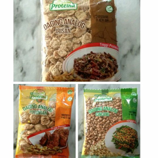 Jual Proteina Daging Tiruan 40 gr daging Kering analog sachet vegan ...
