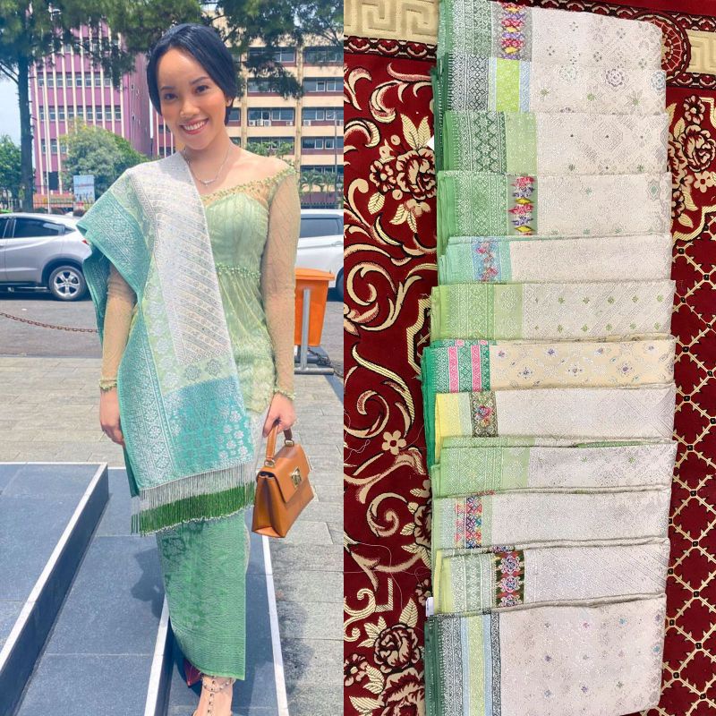 Jual SONGKET PANCAWARNA SAGE GREEN TERBARU/ SONGKET HIJAU EXCLUSIVE | Shopee Indonesia