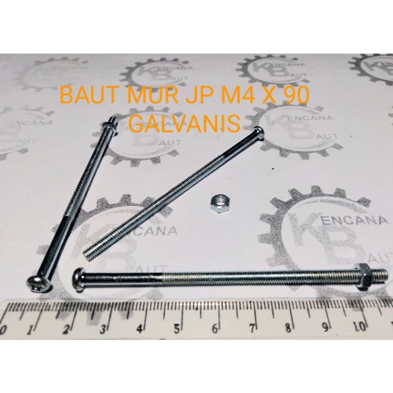 Jual BAUT MUR JP M4 X 90 GALVANIS PANJANG 9 CM | Shopee Indonesia