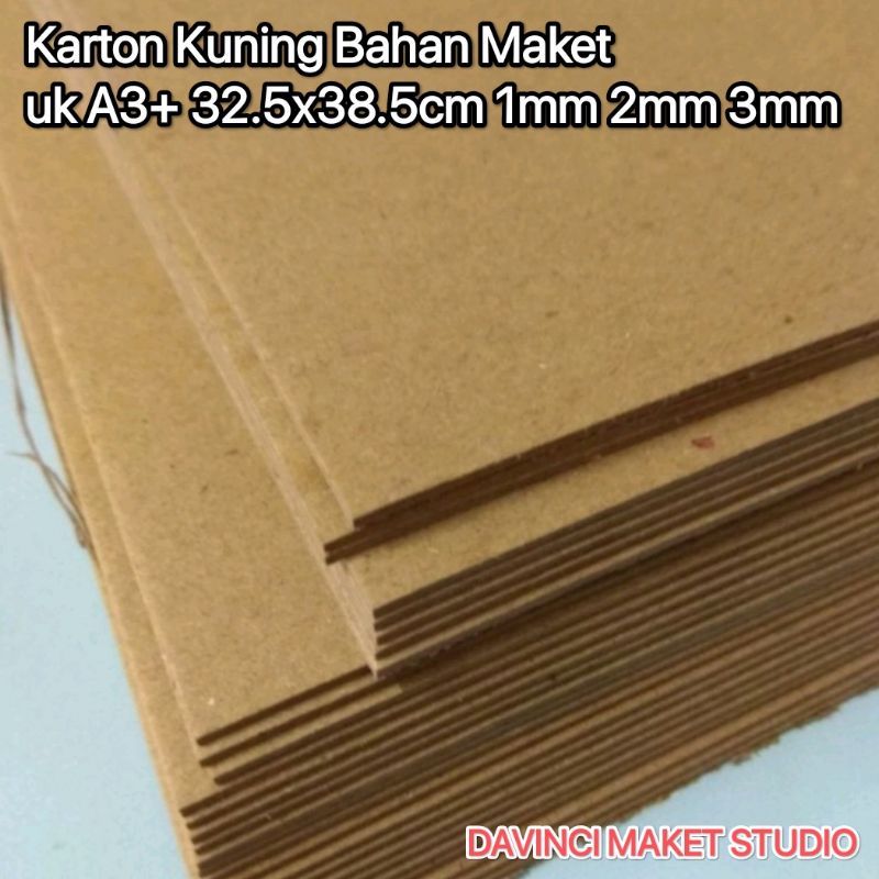 Jual Karton Kuning Bahan Maket 1mm 2mm 3mm A3 A3+ 32.5cm x 38.5cm - Yellow Board Carton Duplex ...
