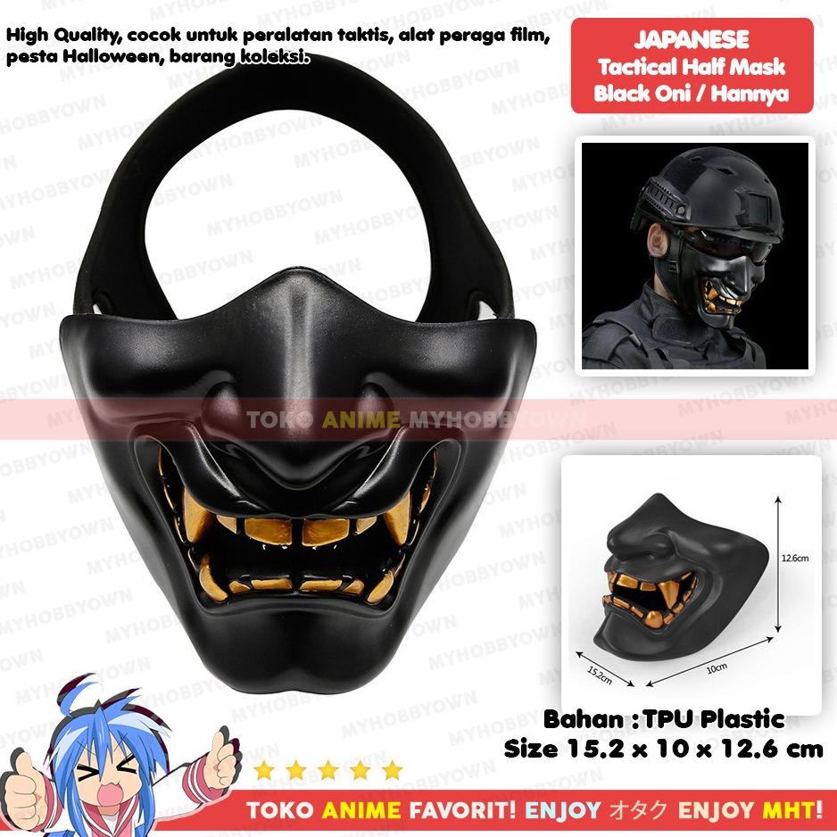 Jual Topeng Anime Jepang Noh Kabuki Hannya Hitam Oni Demon Mask Half ...