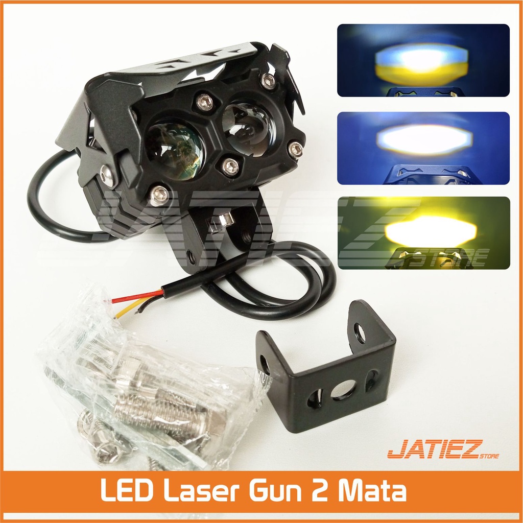 Jual Lampu Tembak LED Laser Gun 2 Mata Putih Kuning | Shopee Indonesia