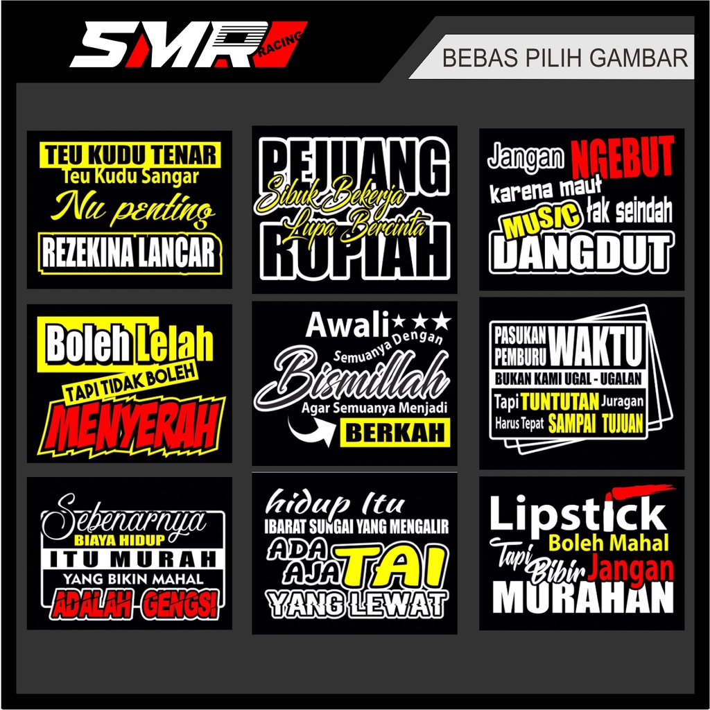 Jual CUTTING STICKER MOBIL KATA KATA LUCU TERBARU KACA PINTU/BODY MOBIL TRUCK/PICK UP/L300 ...