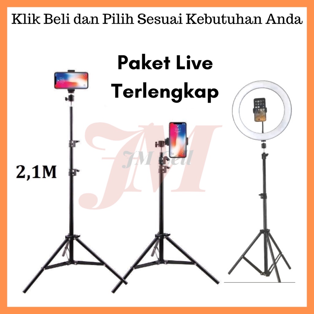 Jual Paket Terlengkap Tripod Hp 2,1 Meter Live Streaming / Tripod For Selfie Konten Video ...