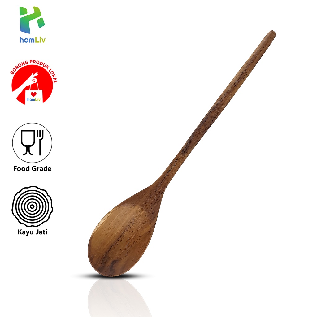 Jual homLiv Sutil Kayu Jati 33 Cm Fedora Teak Wood Alat Masak Foodgrade ...