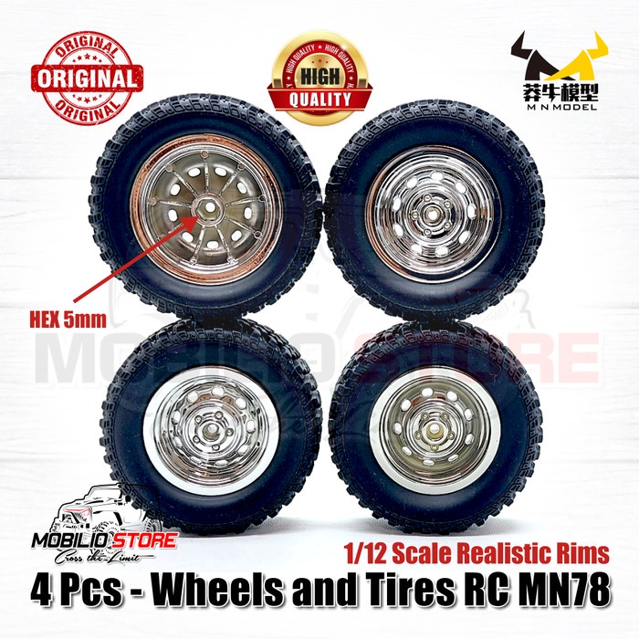 Jual 4 Pcs Wheels Tires Velg Ban Original RC MN78 1/12 Scale Realistic ...