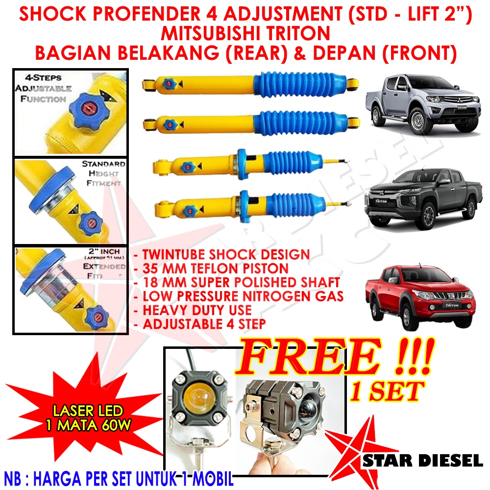 Jual SHOCK PROFENDER SUSPENSI TRITON STD LIFT UP 2" SET DEPAN BELAKANG ...