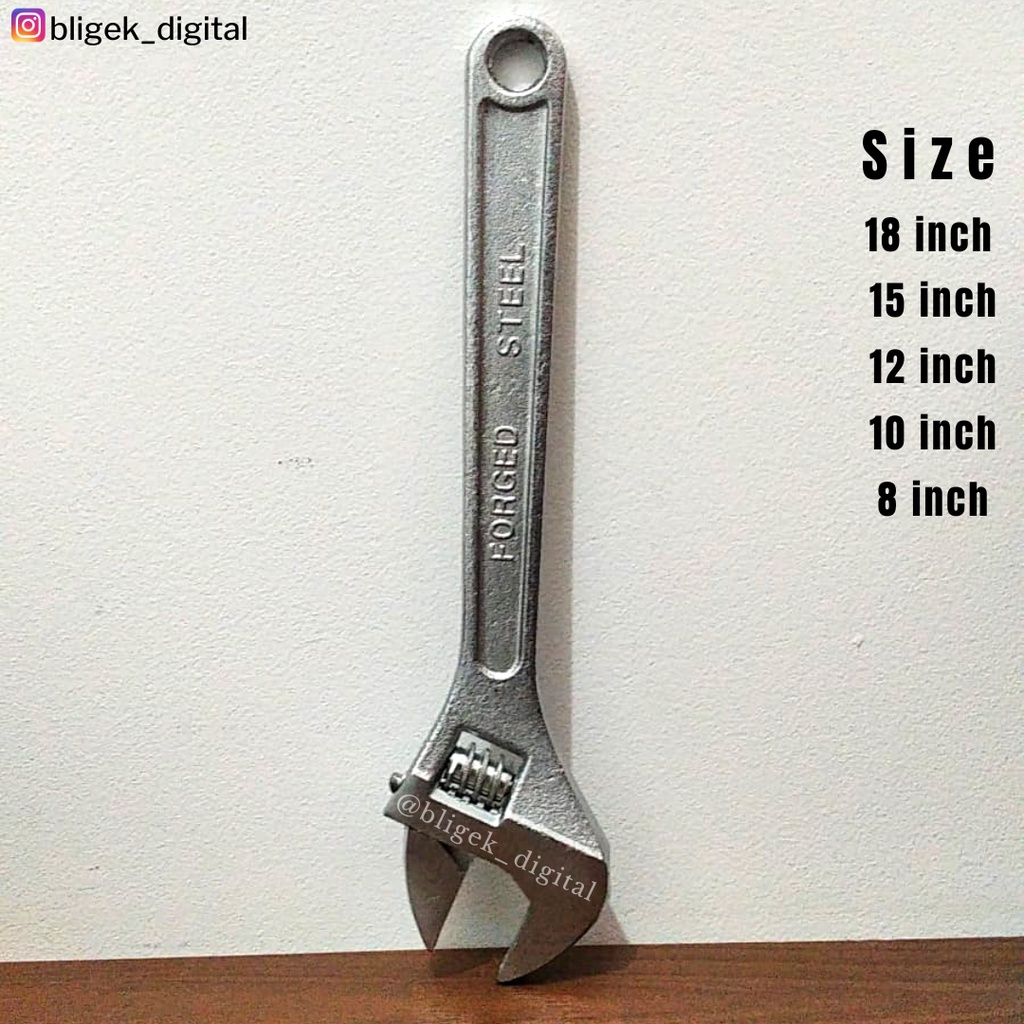 Jual kunci inggris / kunci baco adjustable wrench 8, 10, dan 12 inch ...