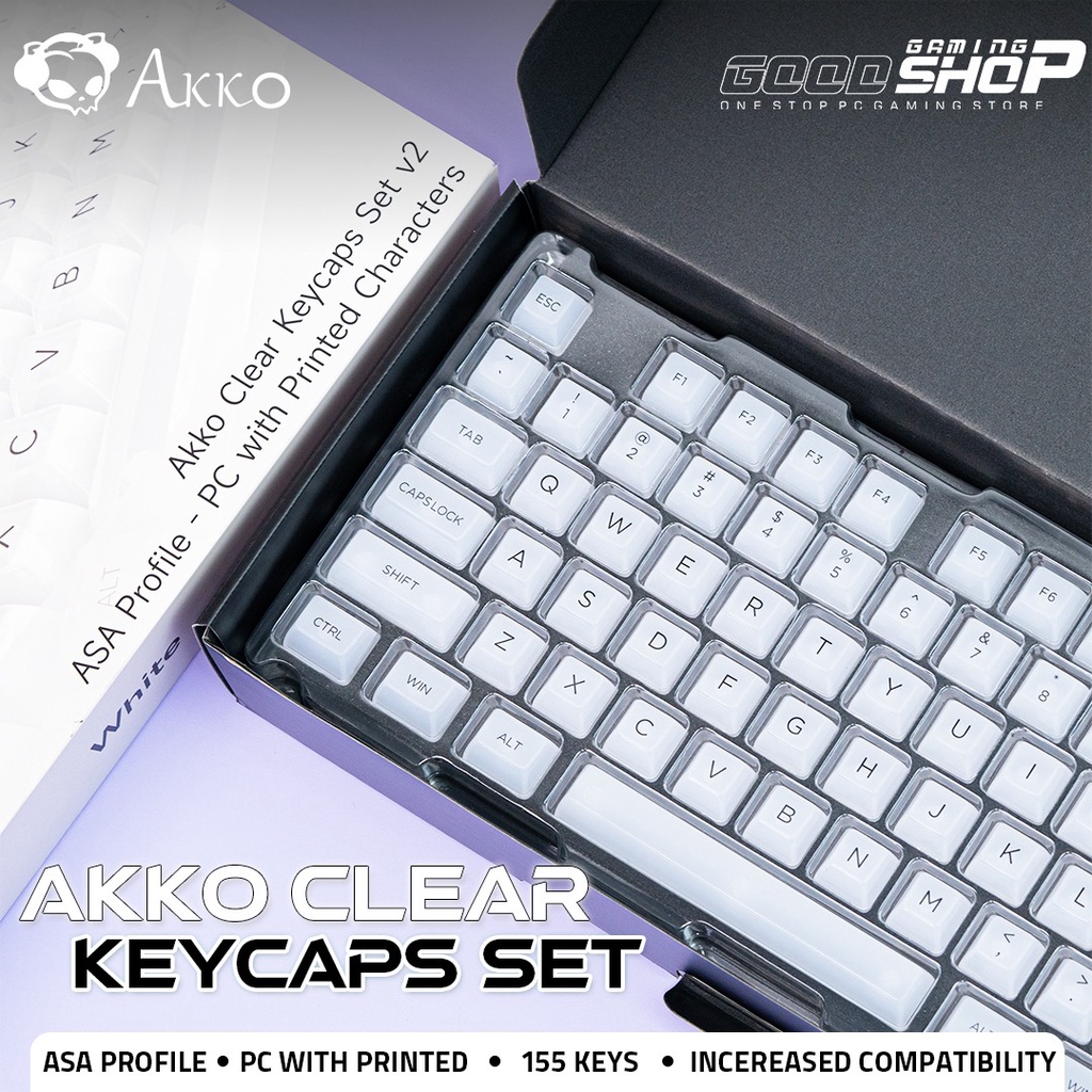 Jual Akko ASA Clear Keycaps Set V2 White - Keycaps | Shopee Indonesia