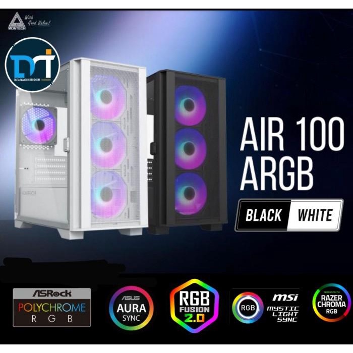 Jual Casing Montech Air 100 Argb - Mesh Design Tempered Glass M-Atx ...
