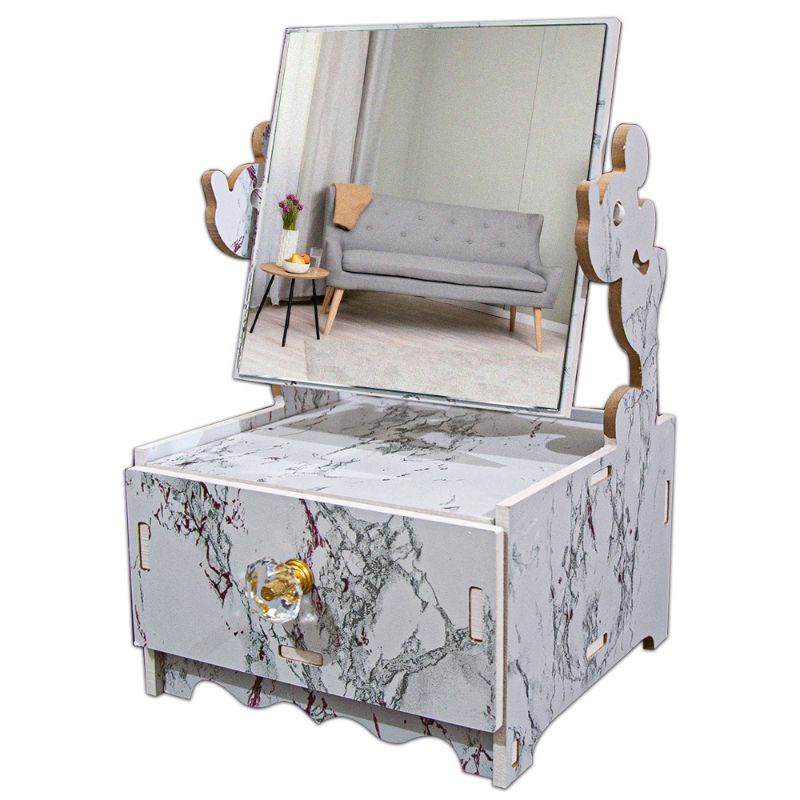 Jual Rak Kosmetik Kayu Tempat Makeup Skincare Cermin 1laci | Shopee ...