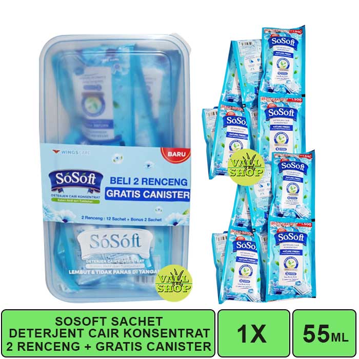 Jual VSHOP. SOSOFT DETERJENT CAIR KONSENTRAR RENCENG GRATIS CANISTER ...