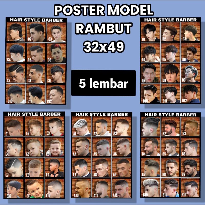 Jual Poster barbersop / poster pangkas rambut / model rambut terbaru ...