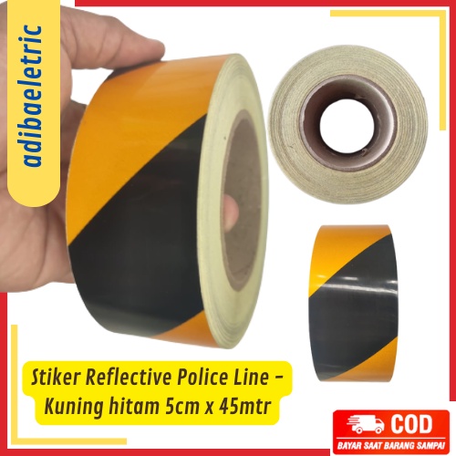 Jual Stiker Reflective Police Line - Kuning hitam 5cm x 45mtr | Shopee Indonesia