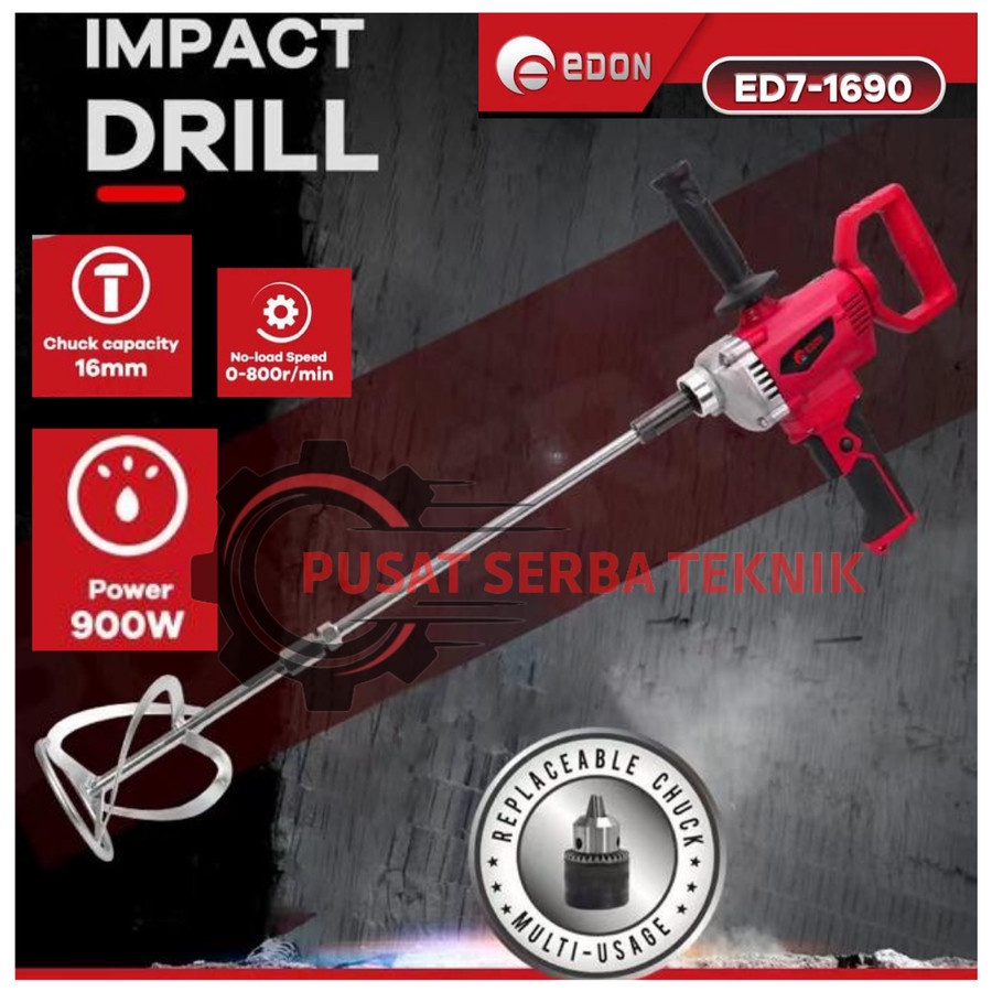 Jual Mesin Pengaduk / Mixer Cat Semen Bor EDON 16mm ED7-1690 | Shopee Indonesia