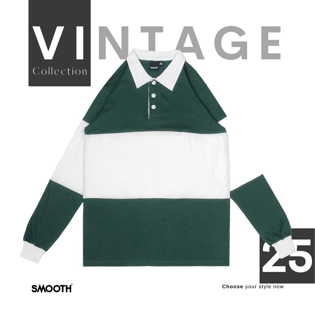 Jual SMOOTH BASIC Vintage Rugby Polo Shirt - Green White | Shopee Indonesia