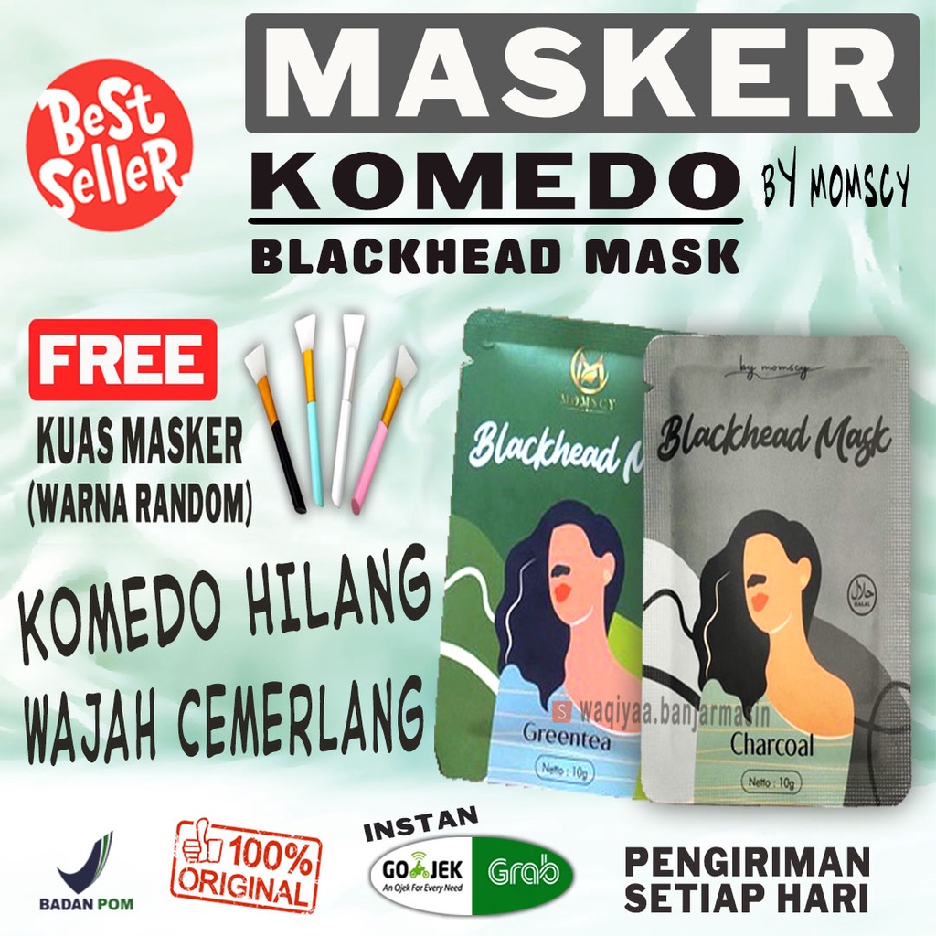Jual Blackhead Mask By Momscy Charcoal Greentea Masker Komedo ...