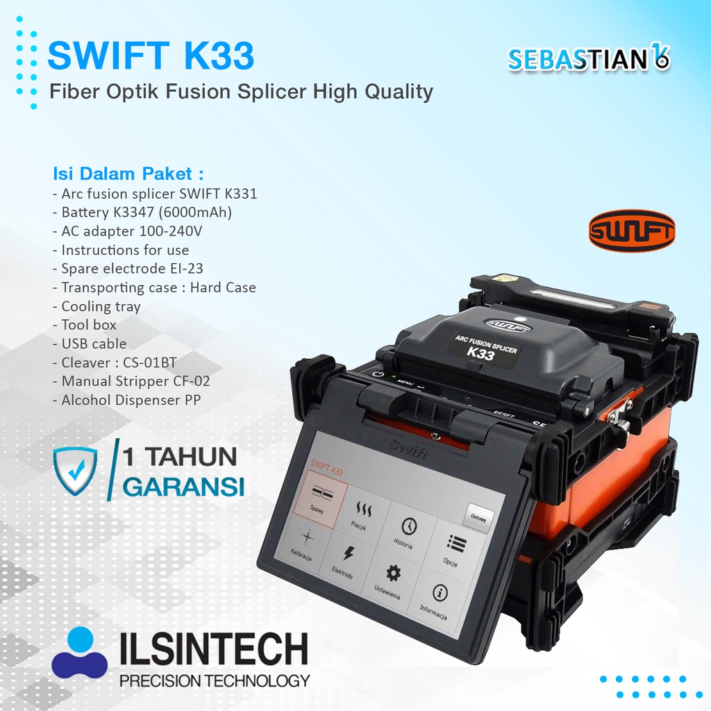 Jual Funsion Splicer Fiber Optik Ilsintech Swift K33 FTTH Tool Kit ...