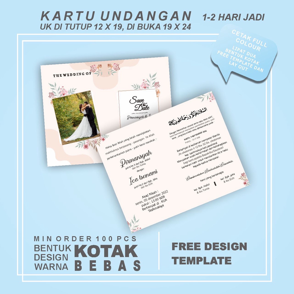 Jual kartu undangan 100pcs , kartu undangan pernikahan, kartu undangan ...