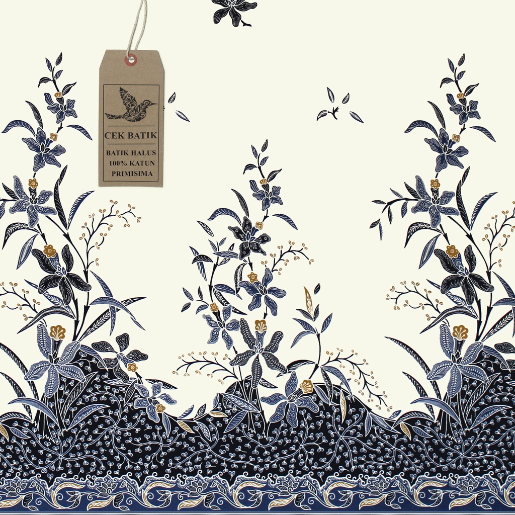 Jual kain batik - Motif Bunga Warna Dasar Putih Gading (Abu-Abu & Hitam ...