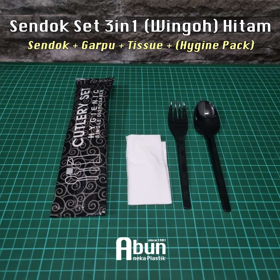 Jual Sendok Garpu Tissue Set 3in1 Premium Hitam (Factory Tailored ...
