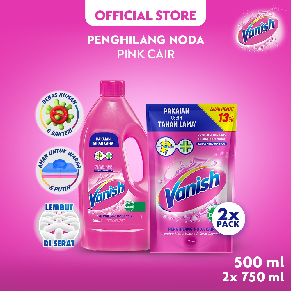 Jual Vanish Pink Liquid 500mL + 750ml x 2 Pouch - Penghilang Noda ...