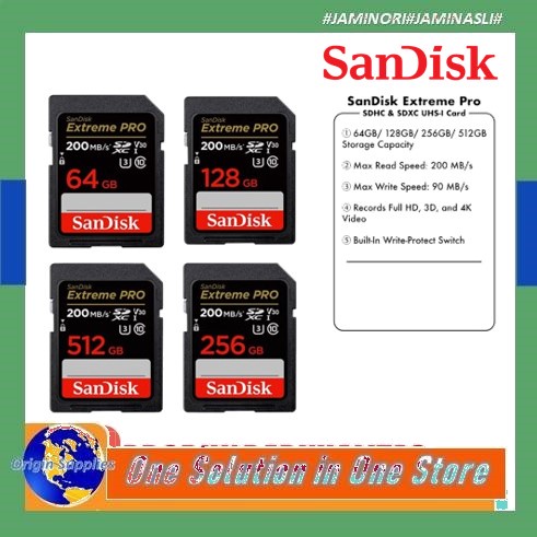 Jual SANDISK EXTREME PRO SDXC SD CARD 64GB 200MBPS - Original Resmi ...
