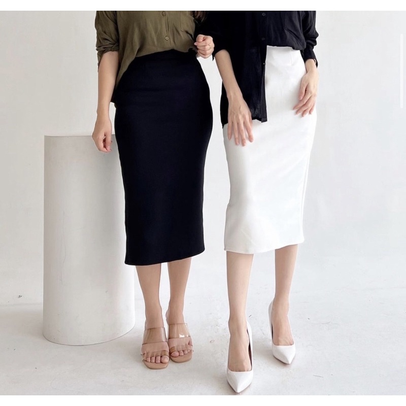 Jual HARU SKIRT ROK SIMPLE POLOS PREMIUM EC 9158 / ROK FORMAL KASUAL ...