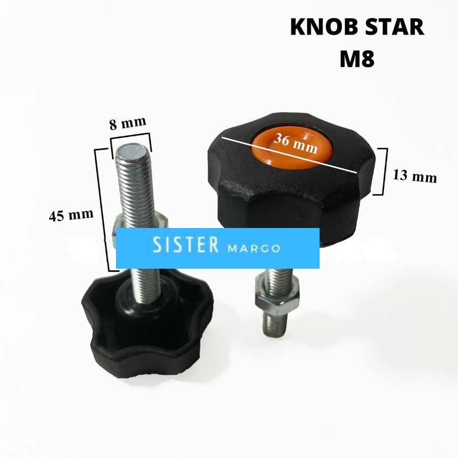 Jual Knob Star Adjuster Baut M8 T45 Orange Stainless Steel | Shopee ...