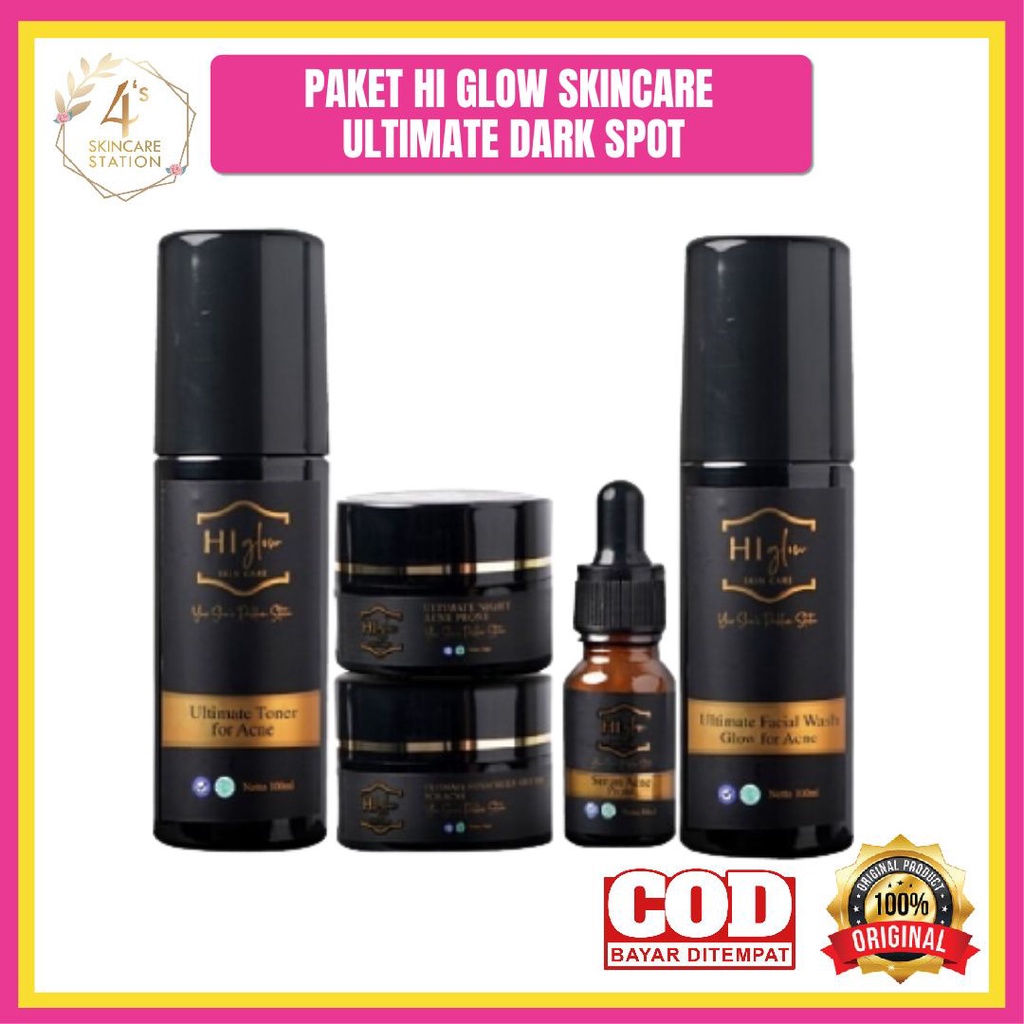 Jual PAKET HI GLOW SKINCARE ULTIMATE DARK SPOT untuk Jerawat Ringan dan ...