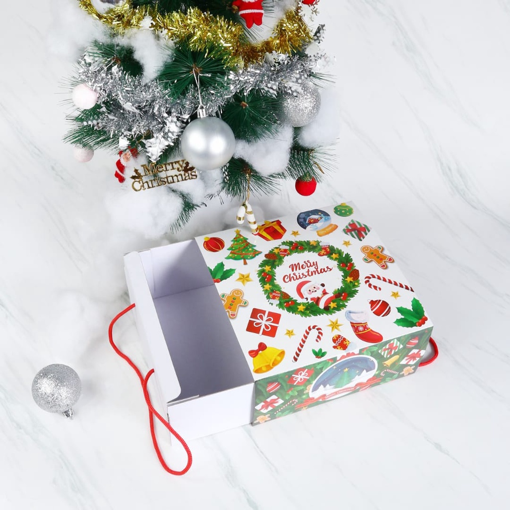 Jual ( 1 PCS ) Box Natal 20x20x10cm Kotak Dus Kue Natal packaging ...