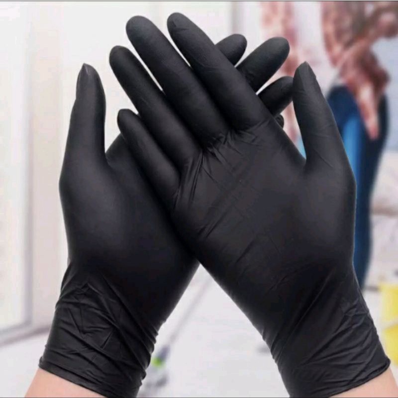 Jual SEPASANG SARUNG TANGAN HITAM NITRILE HANDSCOON LATEX LATEKS ...