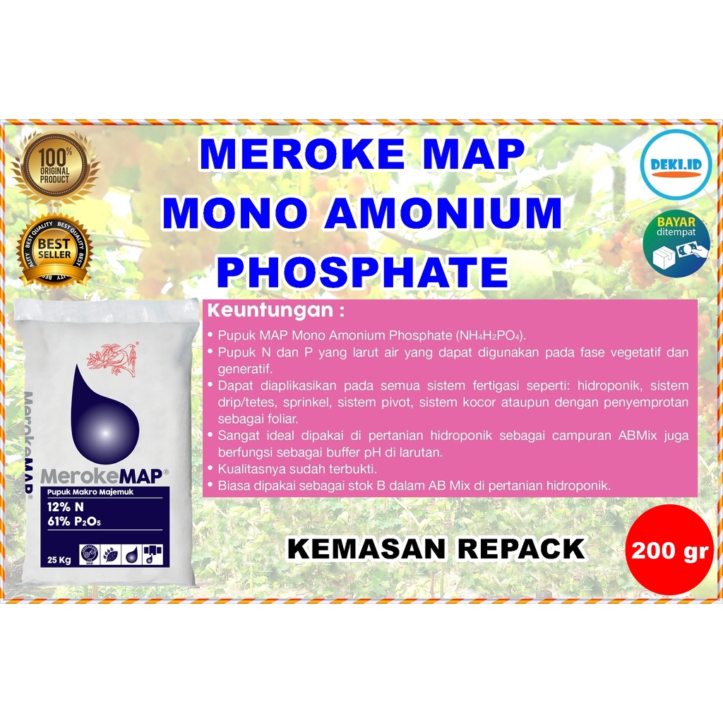 Jual Pupuk MAP Meroke Kemasan Repack 200 Gram Mono Ammonium Phosphate ...