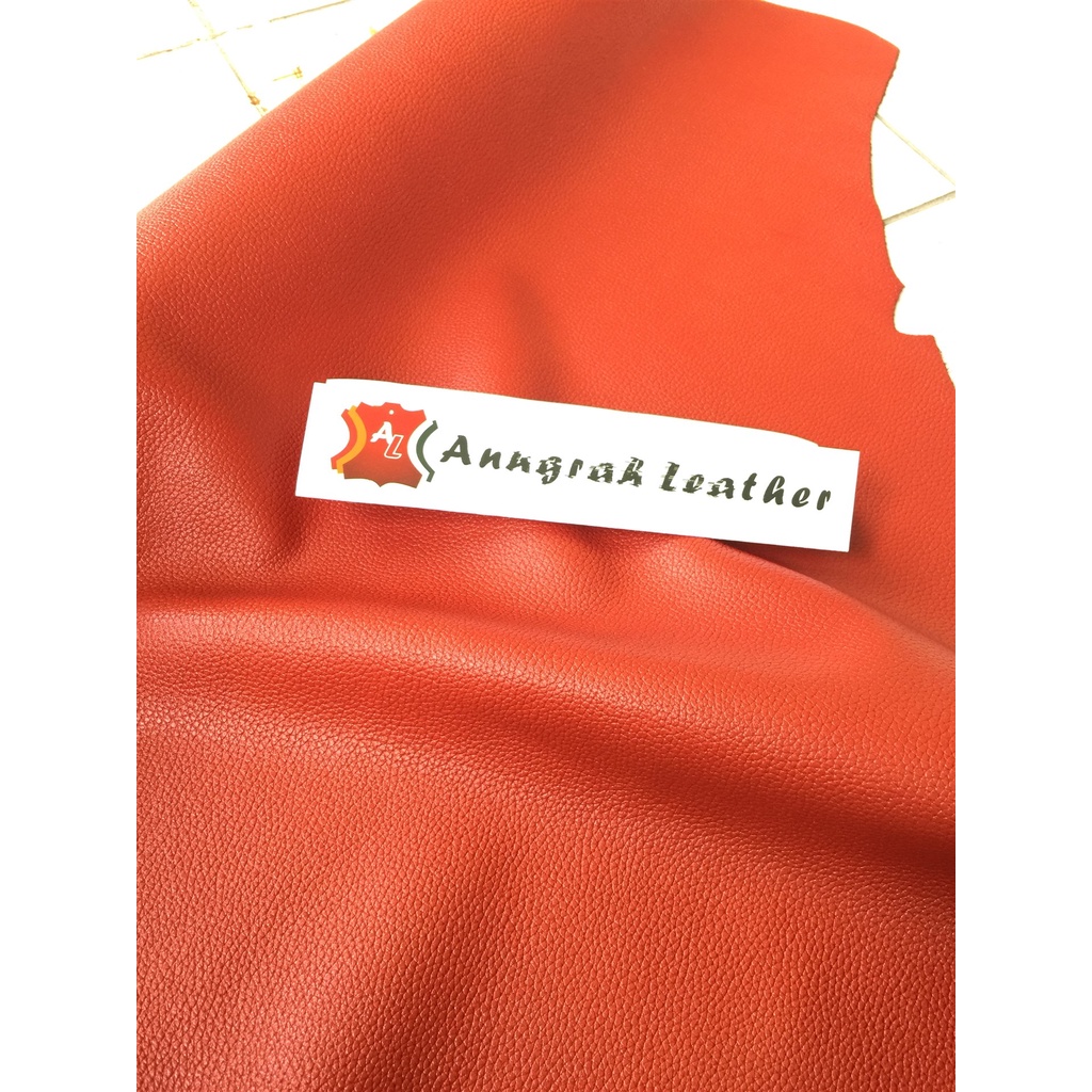 Jual Kulit Sapi Asli Jenis Milled / Motif Jeruk Warna Orange Tua ...