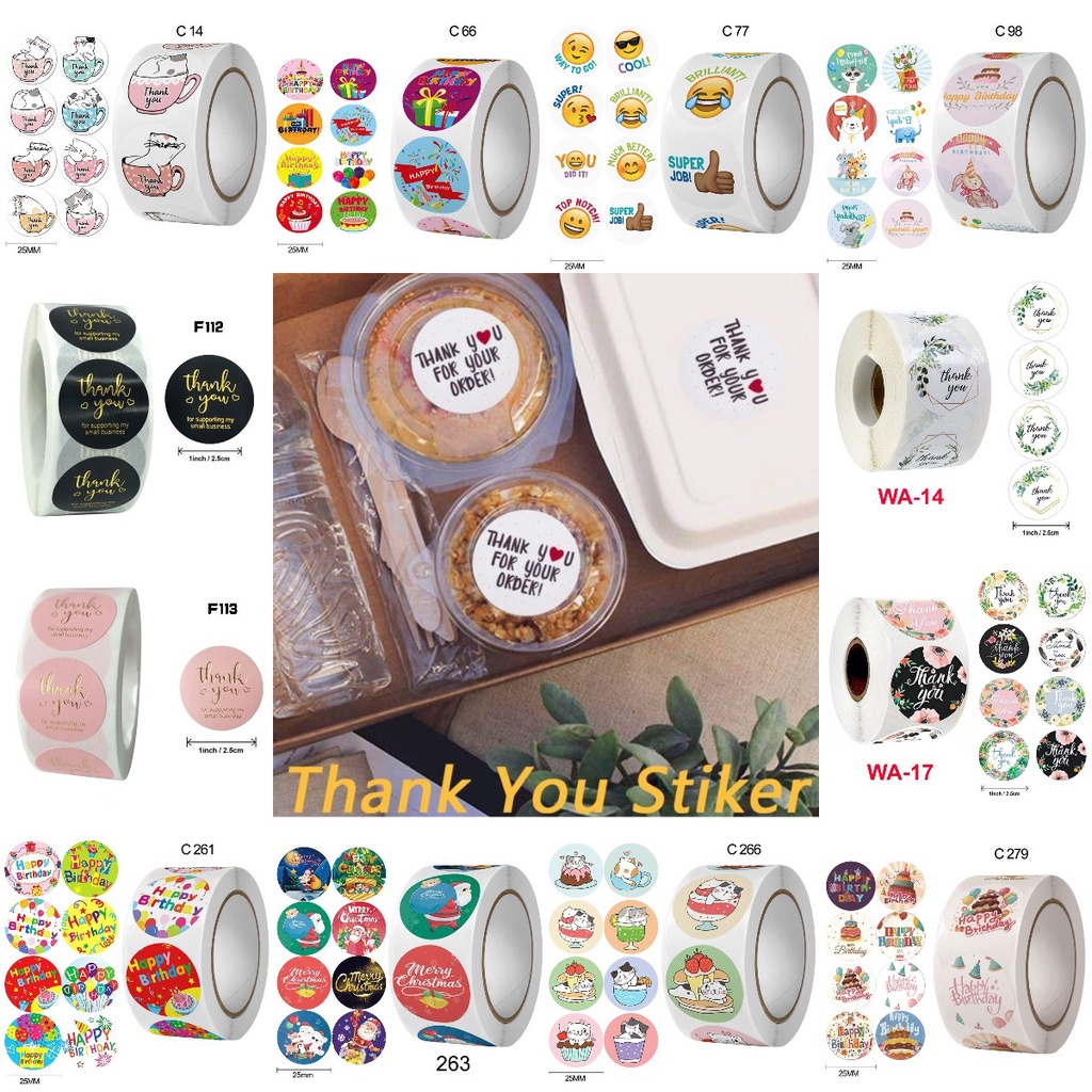 Jual [COD]500 PCS (1 Roll) Sticker Label Makanan Tulisan Thank You For ...