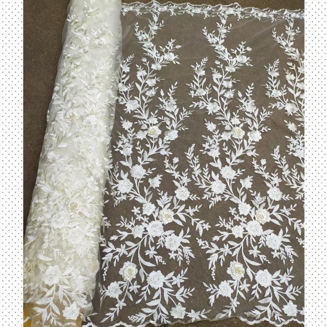 Jual Kain Tile 3D Meteran. Brokat 3D Bunga Timbul. Tile Brukat Meteran ...